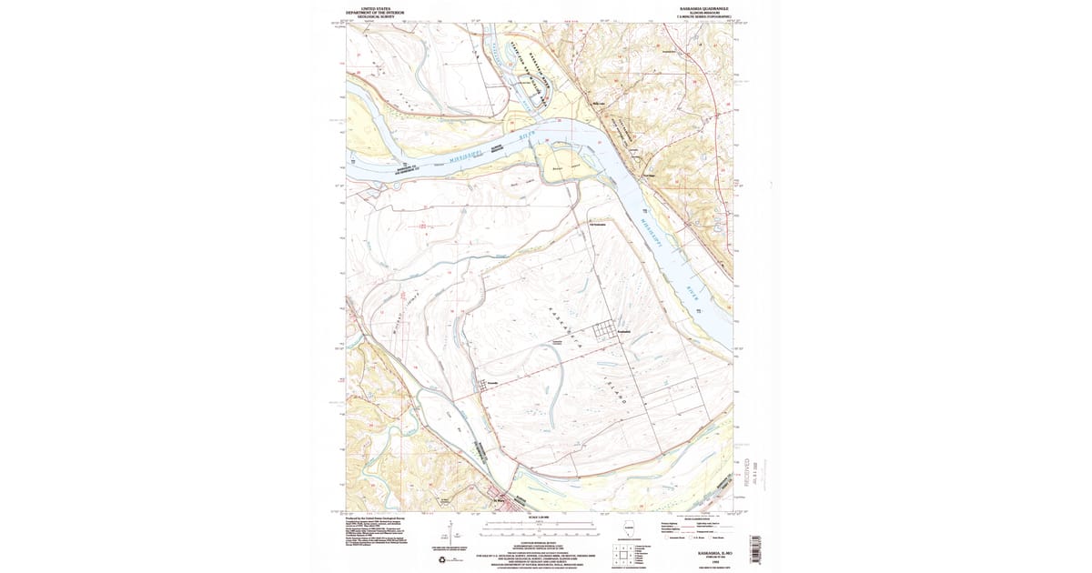 1993 Map of Kaskaskia, IL — High-Res | Pastmaps