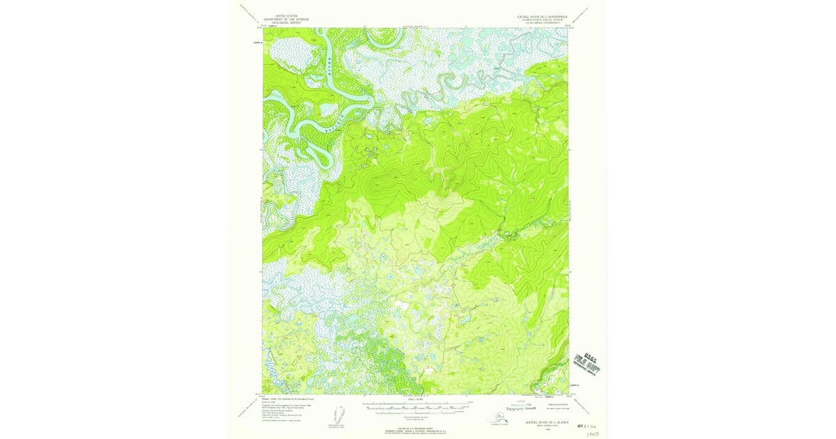 1952 Map of Kateel River B-1, Yukon-Koyukuk Borough, AK — High-Res ...