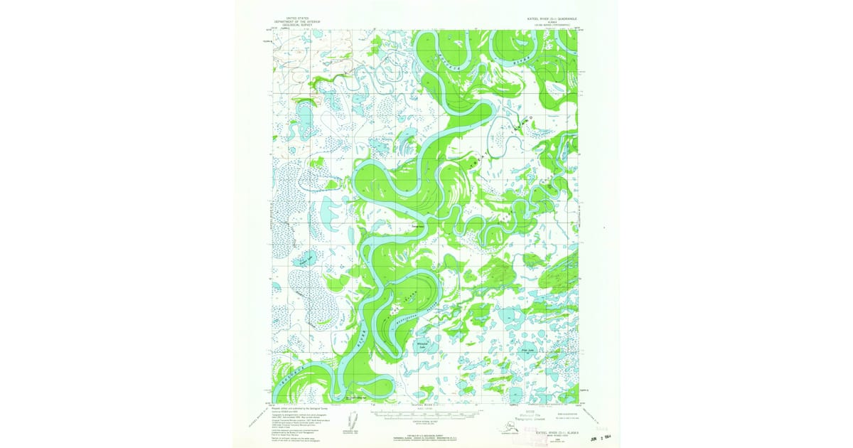 1954 Map of Kateel River D-1, Yukon-Koyukuk Borough, AK — High-Res ...