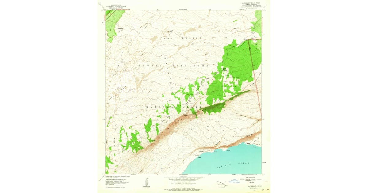 1963 Map of Kau Desert, Hawaii County, HI — High-Res | Pastmaps