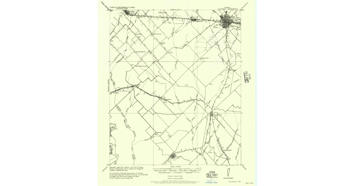 1956 Map of Kaufman, TX — High-Res | Pastmaps