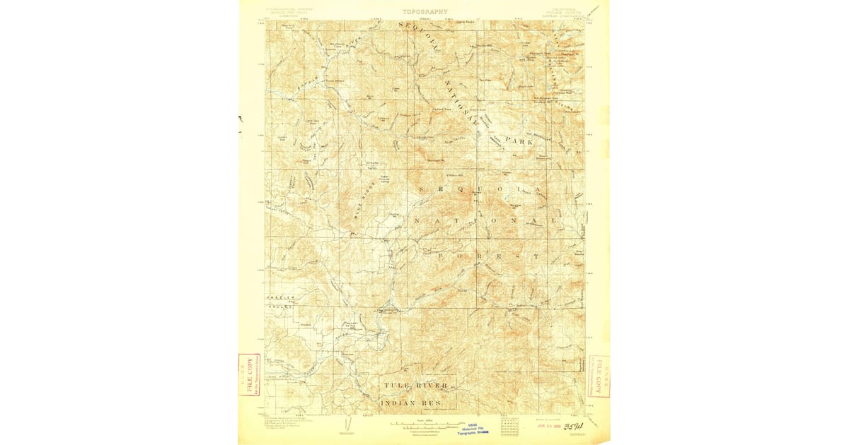 1909 Map of Kaweah, Tulare County, CA — High-Res | Pastmaps