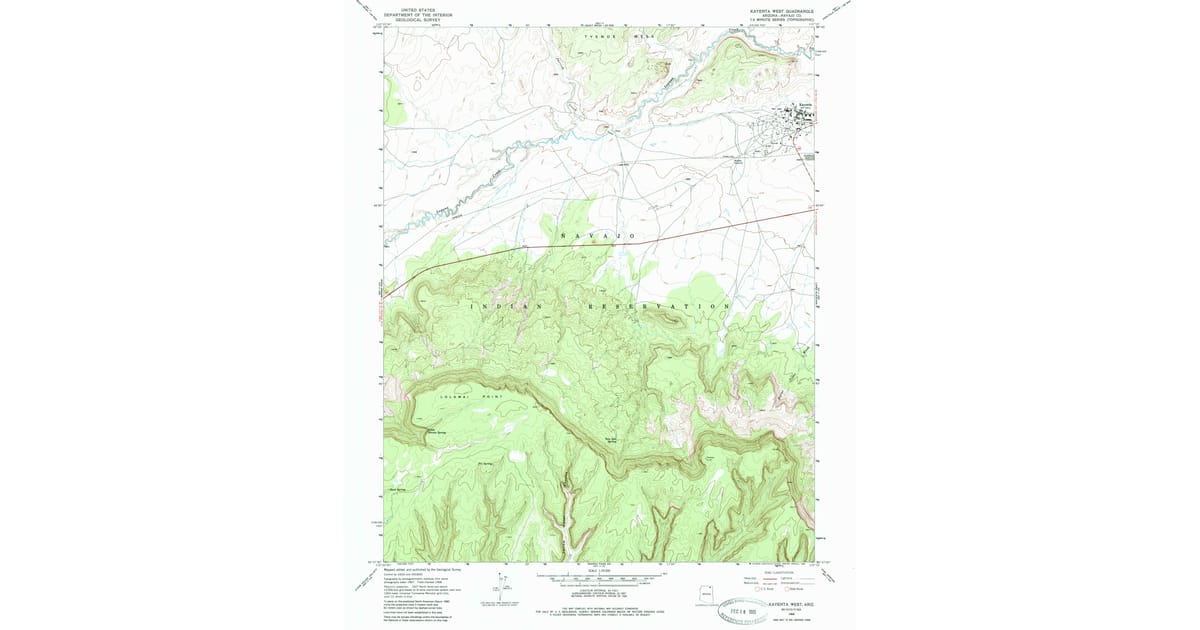 1968 Map of Kayenta West, Navajo County, AZ — High-Res, 1985 Print ...