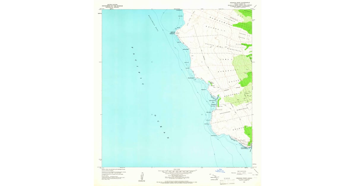 1959 Map of Keahole Point, Hawaii County, HI — High-Res, 1965 Print ...