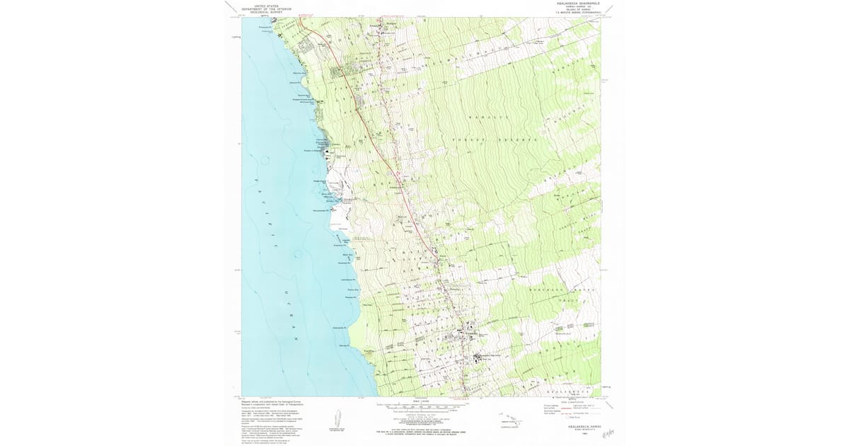 1982 Map of Kealakekua, HI — High-Res, 1984 Print | Pastmaps