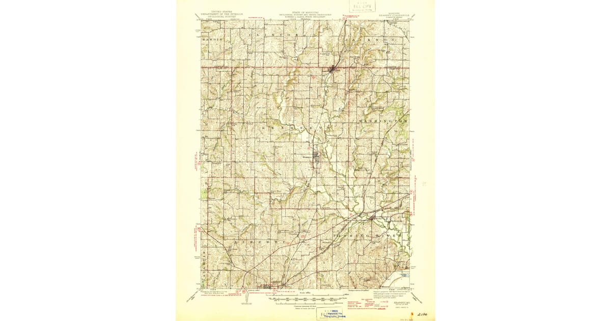 1945 Map of Kearney, MO — High-Res, 1945 Print #2 | Pastmaps