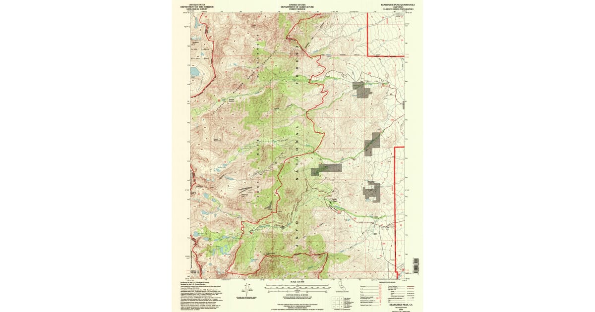 1994 Map of Kearsarge Peak, Inyo County, CA — High-Res | Pastmaps