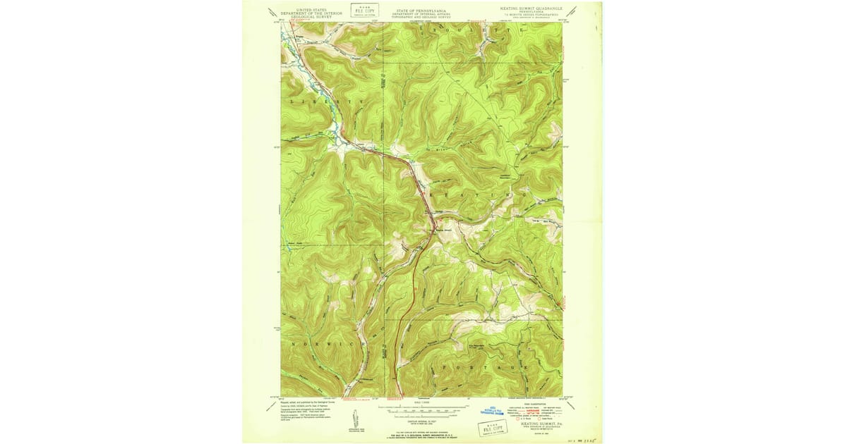 1950 Map of Keating Summit, Potter County, PA — High-Res, 1950 Print #2 ...
