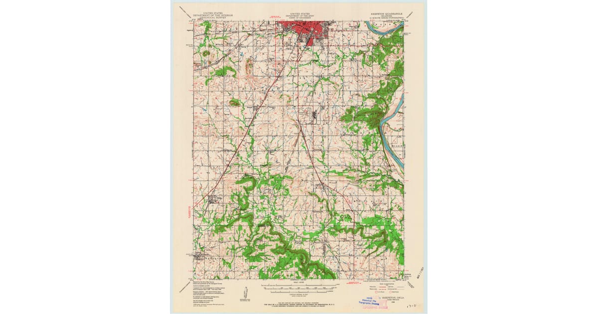 1948 Map of Keefeton, Muskogee County, OK — High-Res | Pastmaps