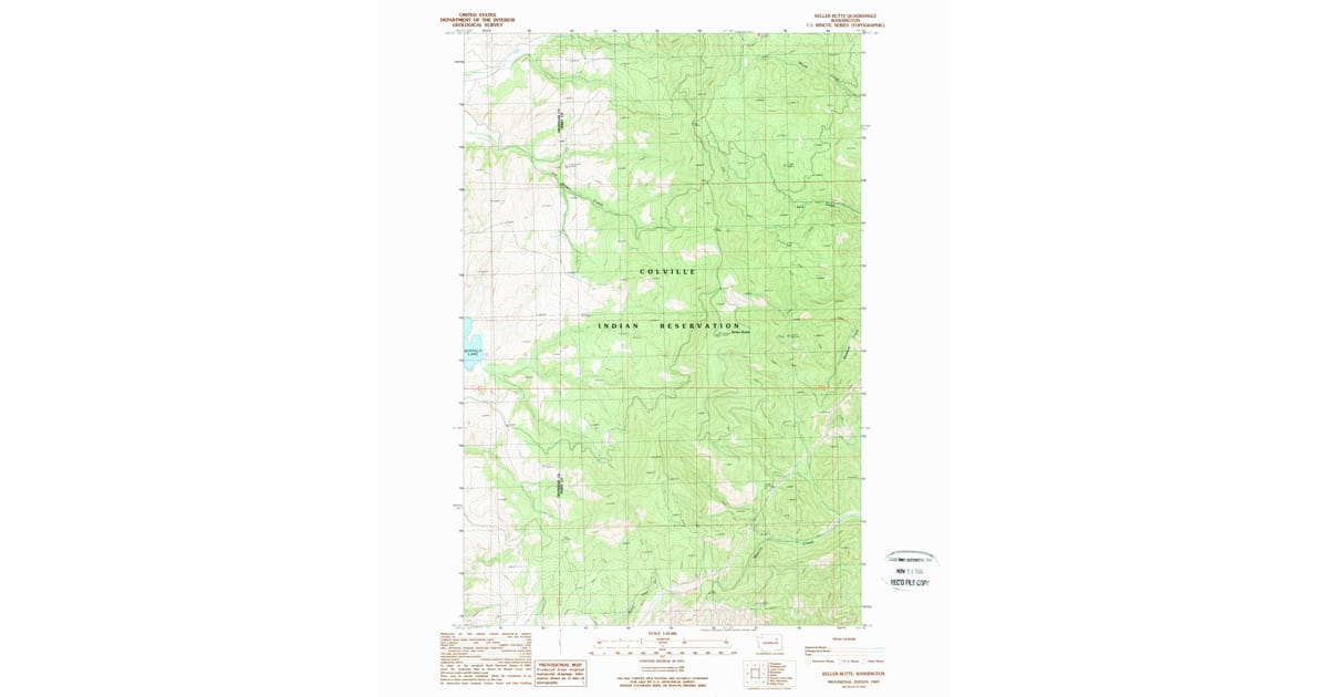 1989 Map of Keller Butte, Ferry County, WA — High-Res | Pastmaps