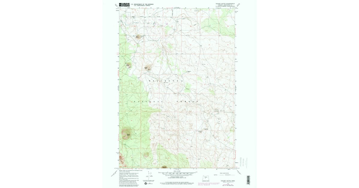 1967 Map of Kelsey Butte, Deschutes County, OR — High-Res, 1981 Print ...