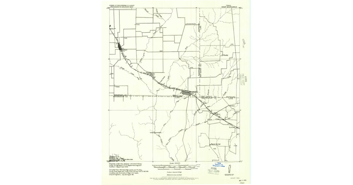 1957 Map of Kemp, TX — High-Res | Pastmaps