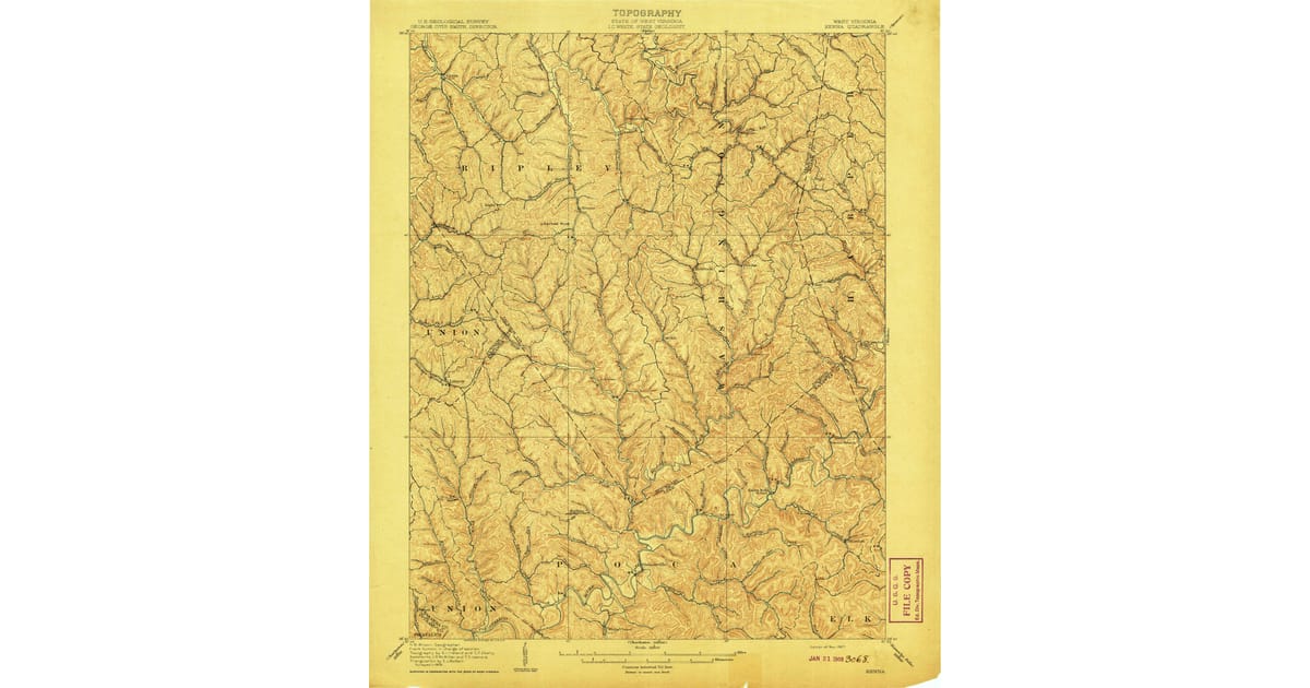1907 Map of Kenna, Jackson County, WV — High-Res | Pastmaps