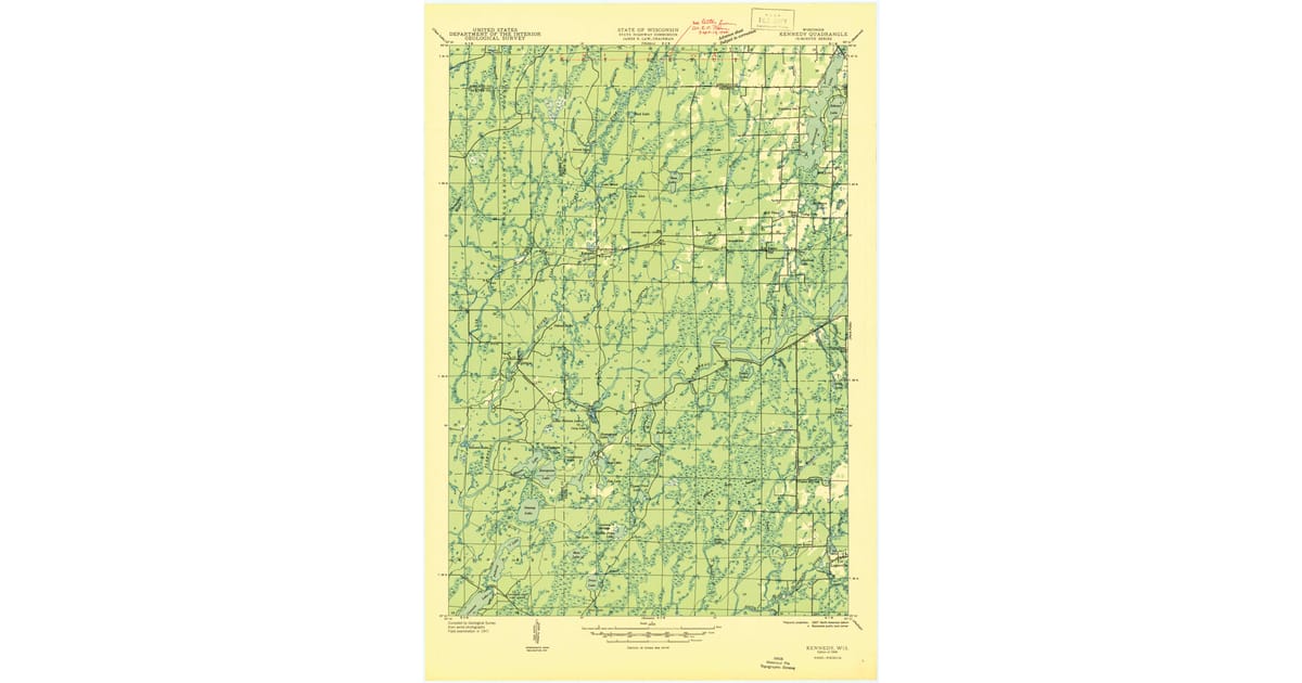1945 Map of Kennedy, Price County, WI — High-Res | Pastmaps
