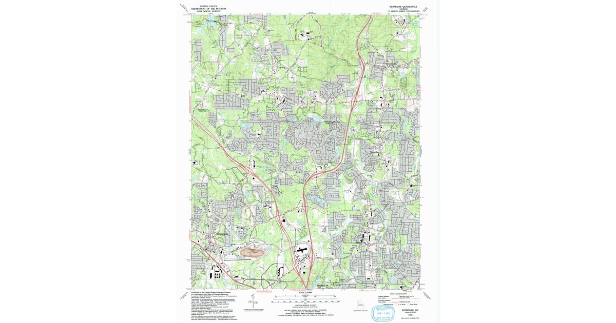 1992 Map of Kennesaw, GA — High-Res | Pastmaps