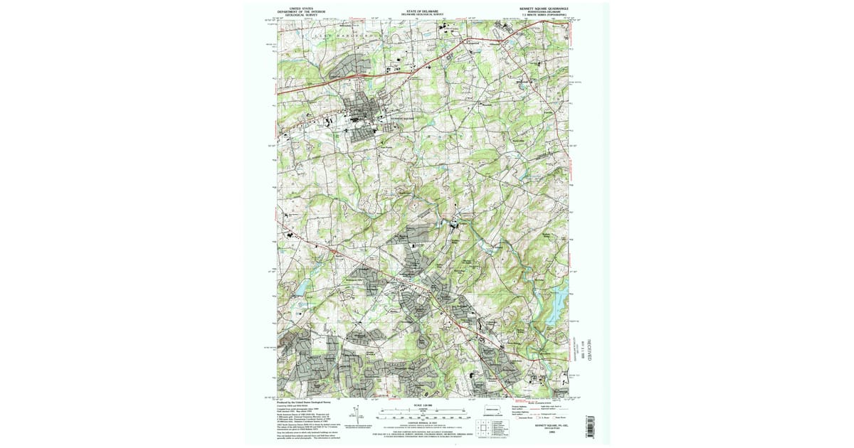 1993 Map of Kennett Square, PA — High-Res | Pastmaps