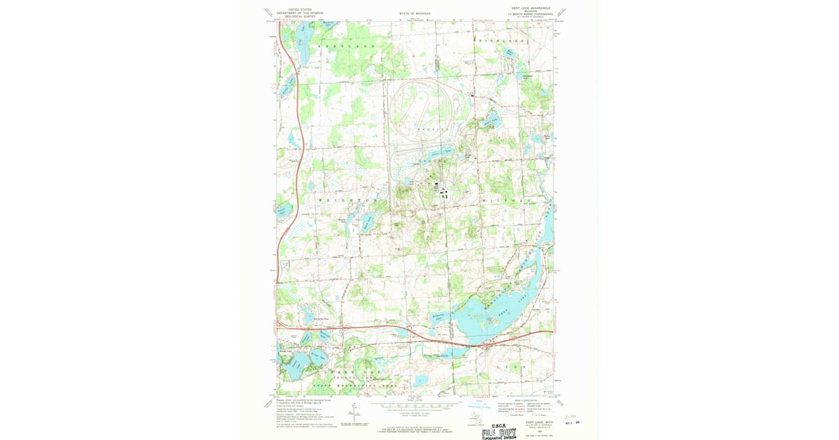 1968 Map of Kent Lake, Livingston County, MI — High-Res | Pastmaps