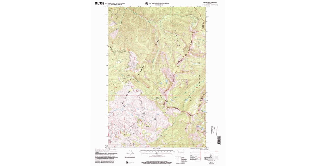 1998 Map of Kent Peak, Ravalli County, MT — High-Res | Pastmaps