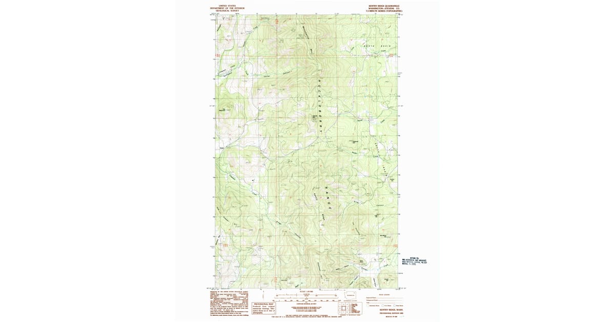 1985 Map of Kentry Ridge, Stevens County, WA — High-Res | Pastmaps