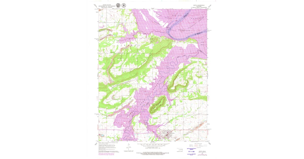1967 Map of Keota, OK — High-Res, 1979 Print | Pastmaps