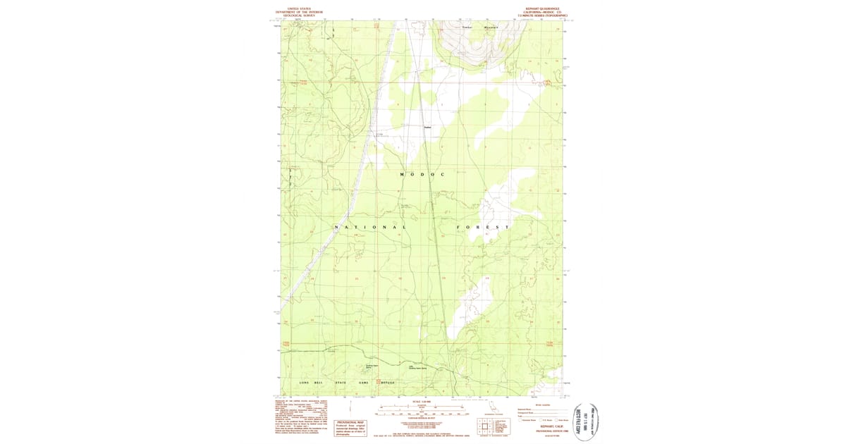 1988 Map of Kephart, Modoc County, CA — High-Res | Pastmaps