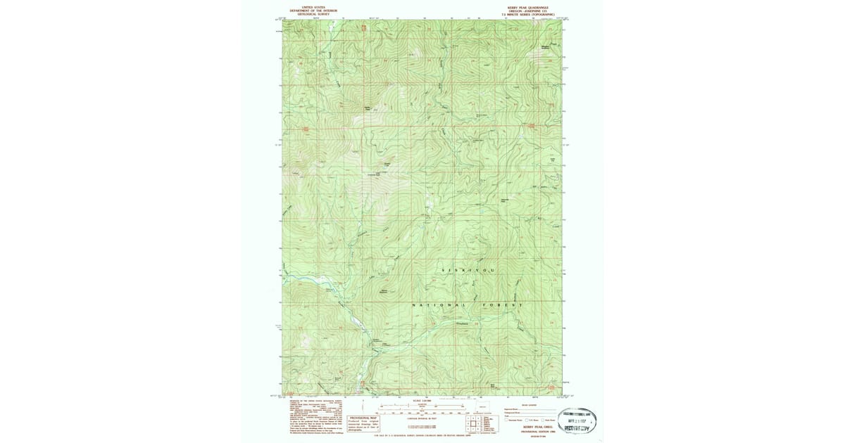 1986 Map of Kerby Peak, Josephine County, OR — High-Res | Pastmaps