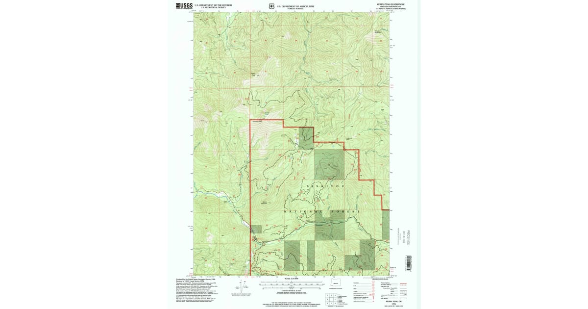 1996 Map of Kerby Peak, Josephine County, OR — High-Res | Pastmaps
