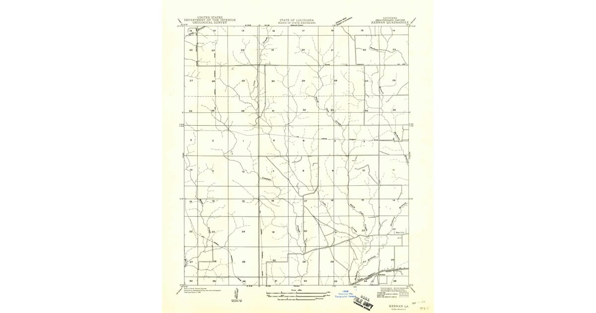 1949 Map of Kernan, Beauregard Parish, LA — High-Res | Pastmaps