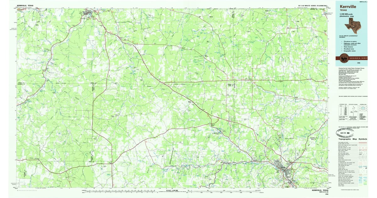 1985 Map of Kerrville, TX — High-Res | Pastmaps