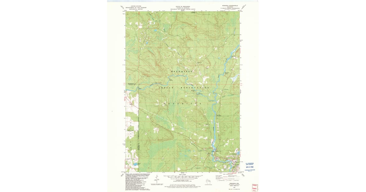 1982 Map of Keshena, WI — High-Res | Pastmaps