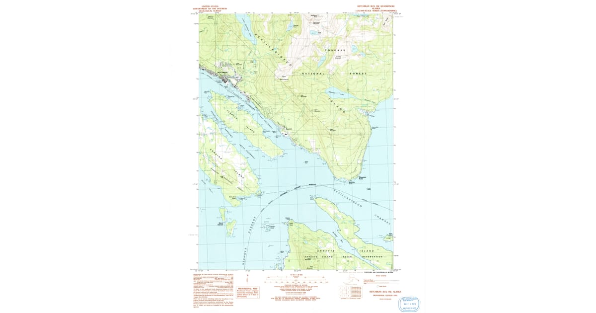 1991 Map of Ketchikan B-5 SW, Ketchikan Gateway Borough, AK — High-Res ...