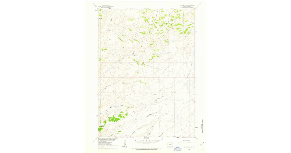 1961 Map of Ketchum Buttes, Carbon County, WY — High-Res | Pastmaps