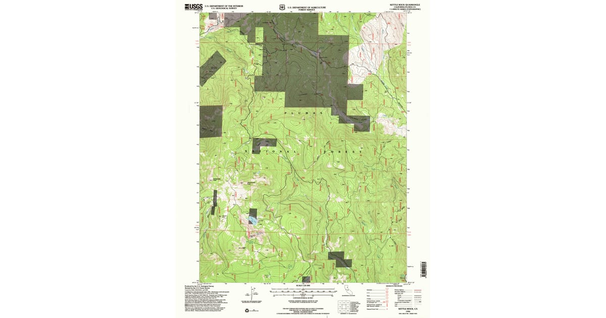 1994 Map of Kettle Rock, Plumas County, CA — High-Res | Pastmaps
