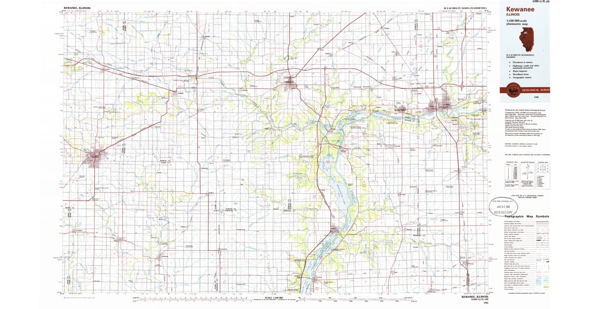 1985 Map of Kewanee, IL — High-Res | Pastmaps