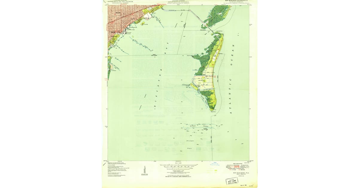 1949 Map of Key Biscayne, FL — High-Res | Pastmaps