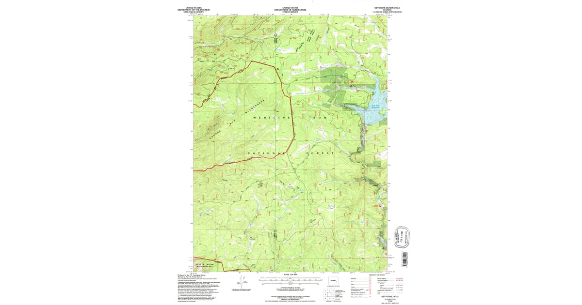 1992 Map of Keystone, Albany County, WY — High-Res | Pastmaps