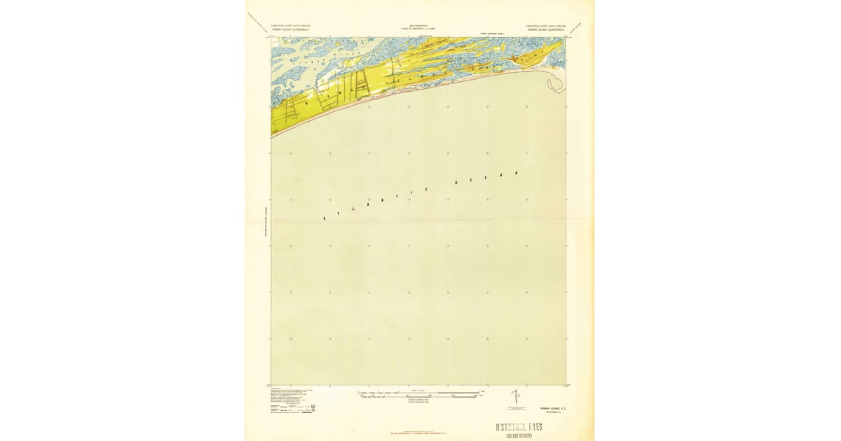 1943 Map of Kiawah Island, SC — High-Res | Pastmaps
