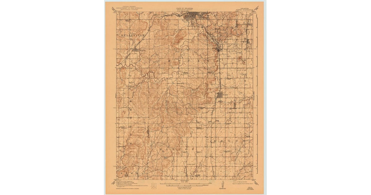 1916 Map of Kiefer, OK — High-Res, 1943 Print | Pastmaps