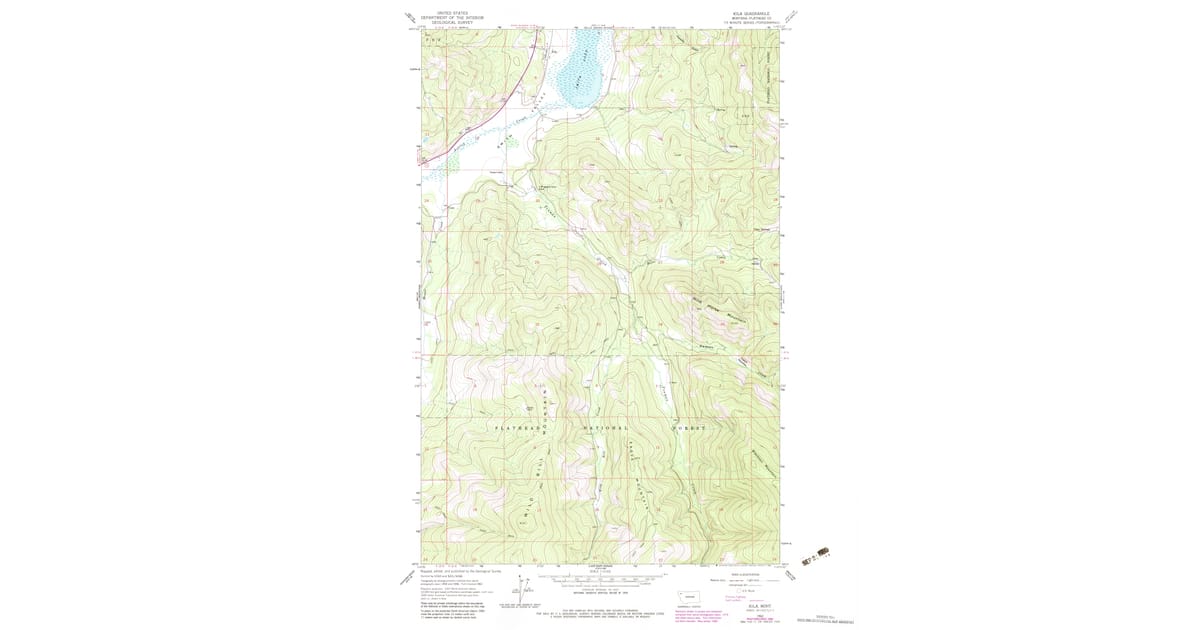 1962 Map of Kila, MT — High-Res, 1983 Print | Pastmaps