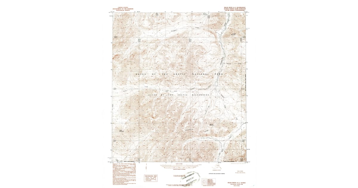 1986 Map of Killik River A-1, North Slope Borough, AK — High-Res | Pastmaps