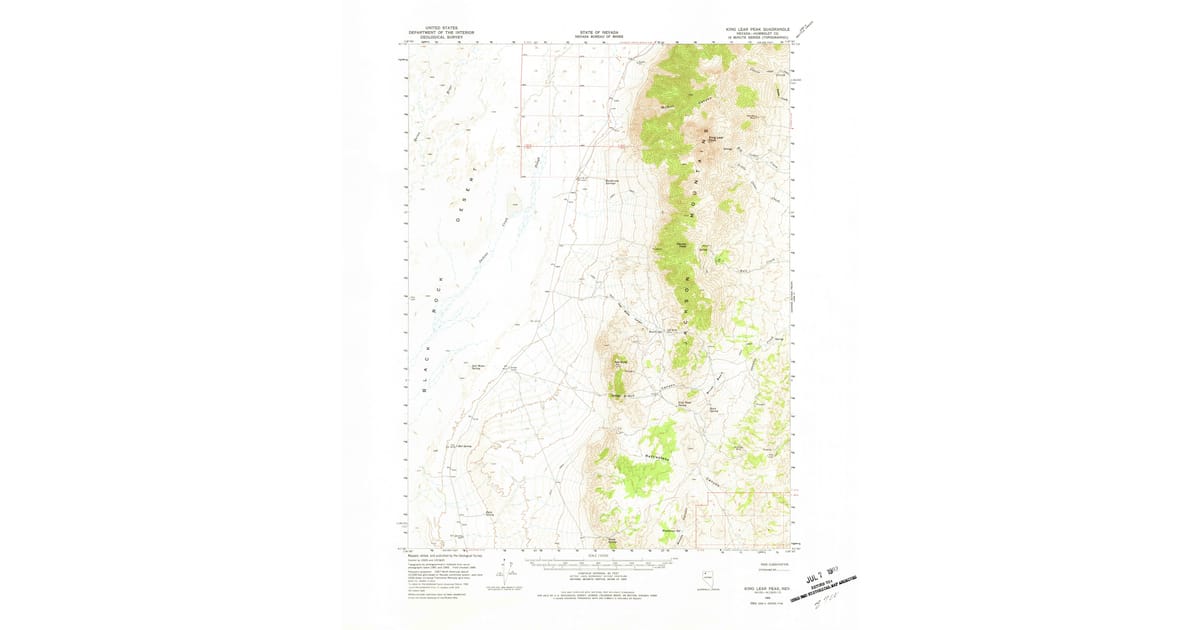 1966 Map of King Lear Peak, Humboldt County, NV — High-Res | Pastmaps