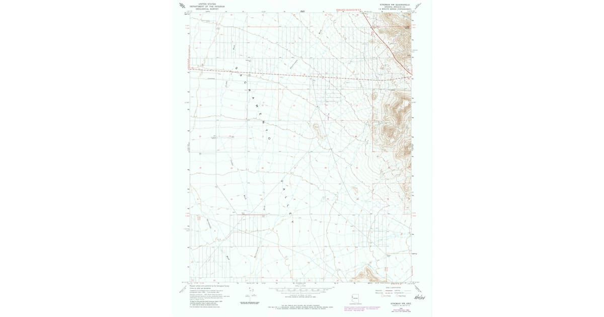1967 Map of Kingman NW, Mohave County, AZ — High-Res, 1983 Print | Pastmaps