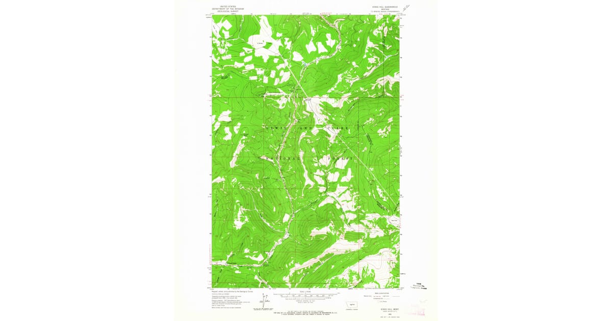 1961 Map of Kings Hill, Meagher County, MT — High-Res | Pastmaps