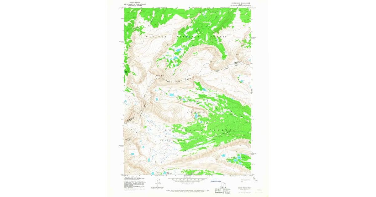 1965 Map of Kings Peak, Duchesne County, UT — High-Res | Pastmaps