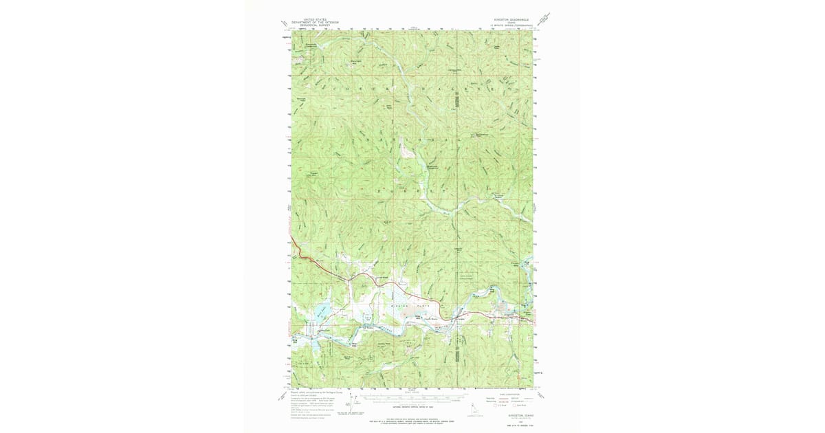 1957 Map of Kingston, Kootenai County, ID — High-Res, 1975 Print | Pastmaps