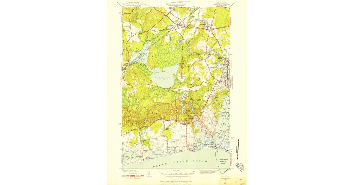 1942 Map of Kingston, RI — High-Res, 1953 Print #3 | Pastmaps