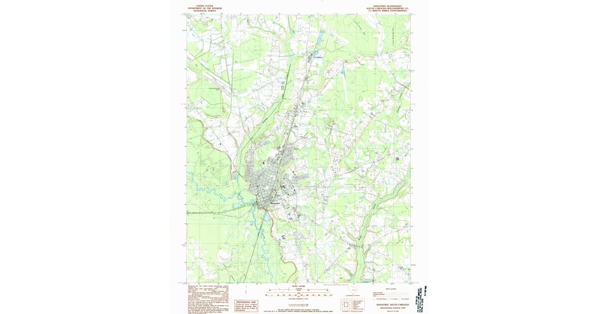 1990 Map of Kingstree, SC — High-Res | Pastmaps