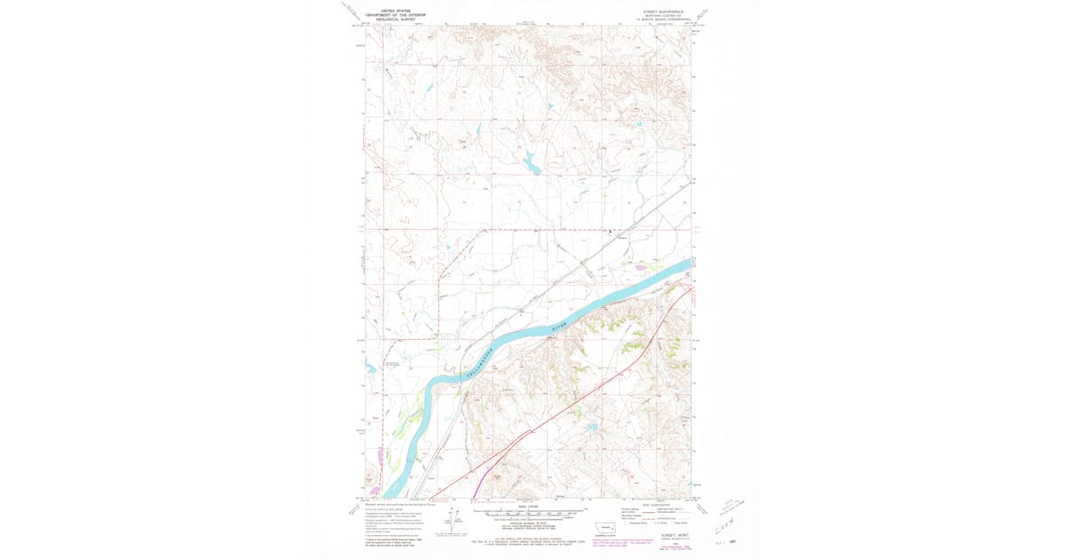 1969 Map of Kinsey, Custer County, MT — High-Res, 1980 Print | Pastmaps