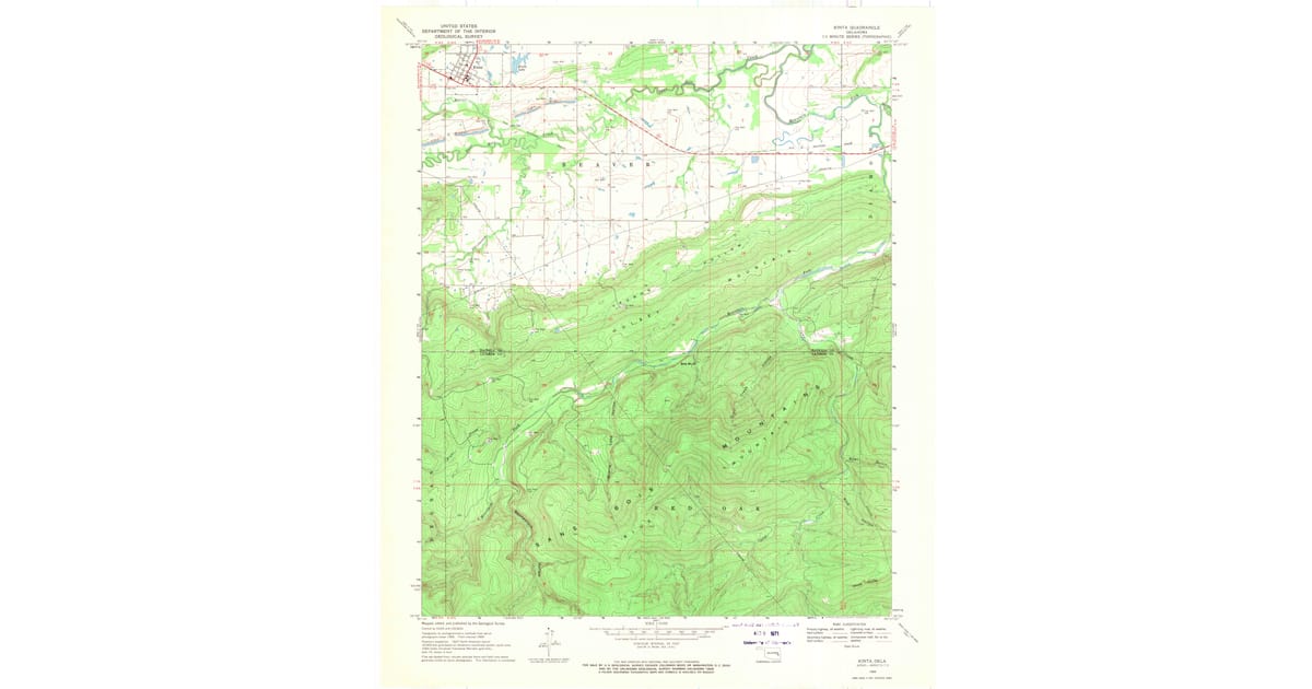 1969 Map of Kinta, OK — High-Res | Pastmaps