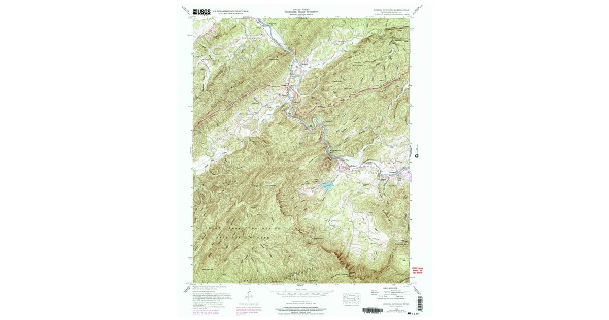 1953 Map of Kinzel Springs, Blount County, TN — High-Res, 1978 Print ...